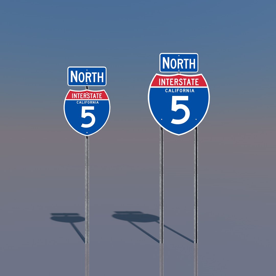 interstate 5 signs california 3d c4d