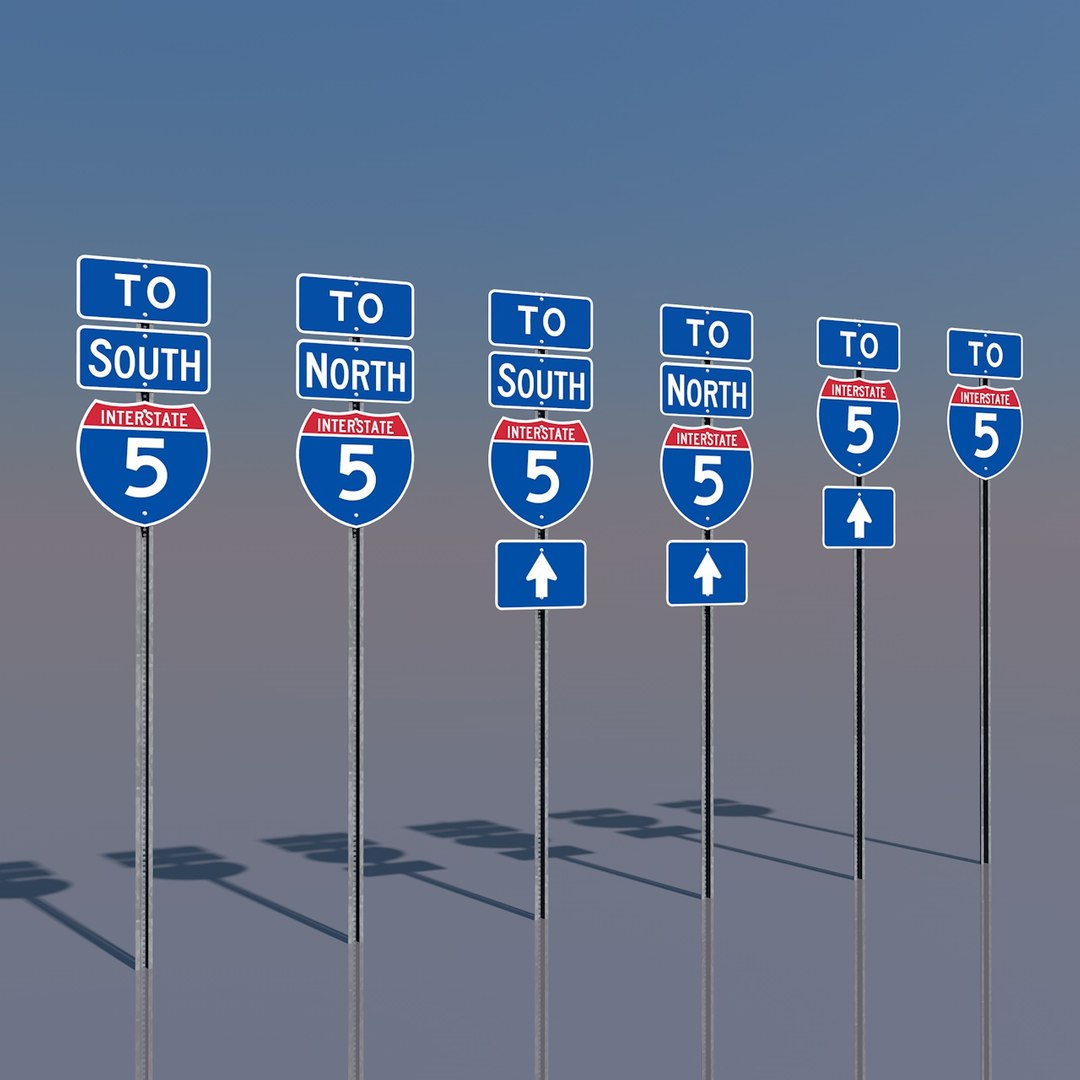 interstate 5 signs california 3d c4d