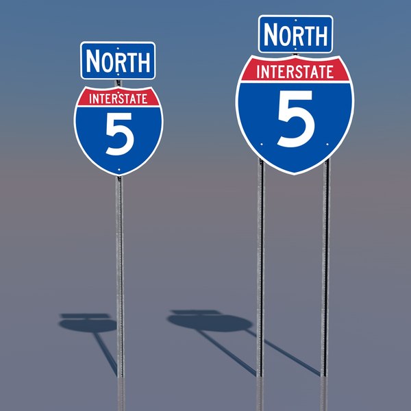 interstate 5 signs california 3d c4d