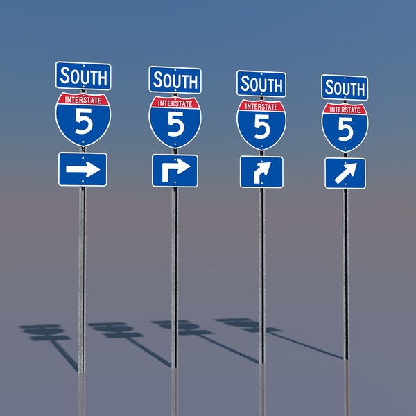 interstate 5 signs california 3d c4d