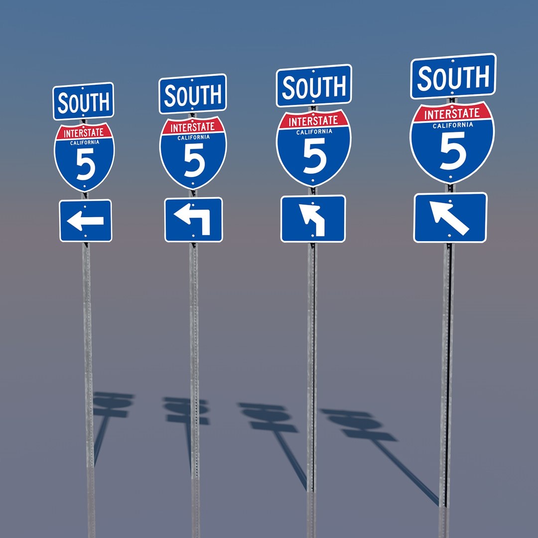 interstate 5 signs california 3d c4d