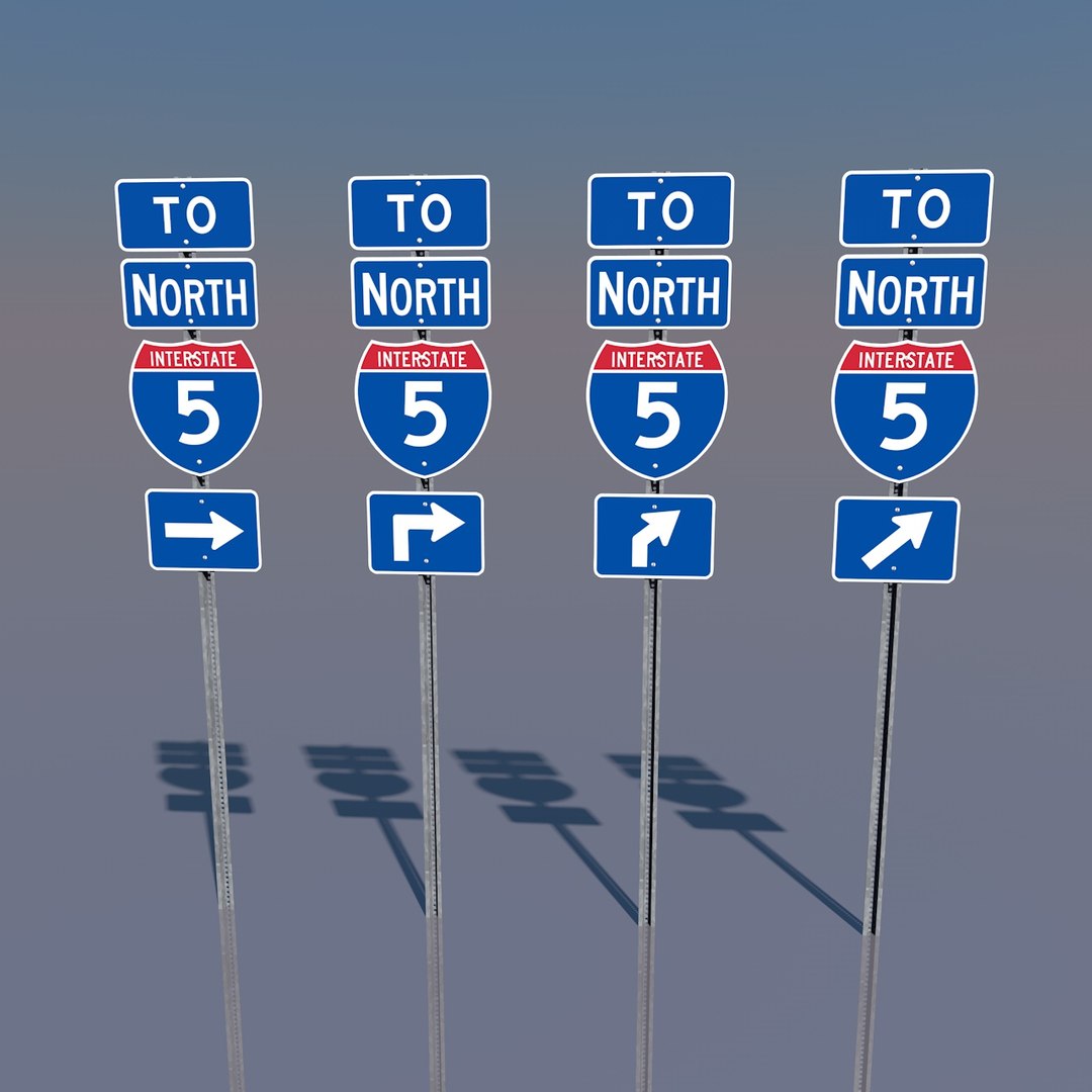 interstate 5 signs california 3d c4d