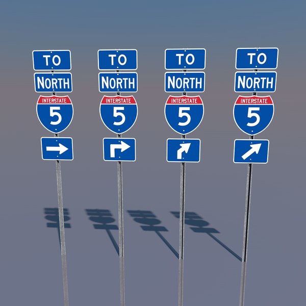interstate 5 signs california 3d c4d
