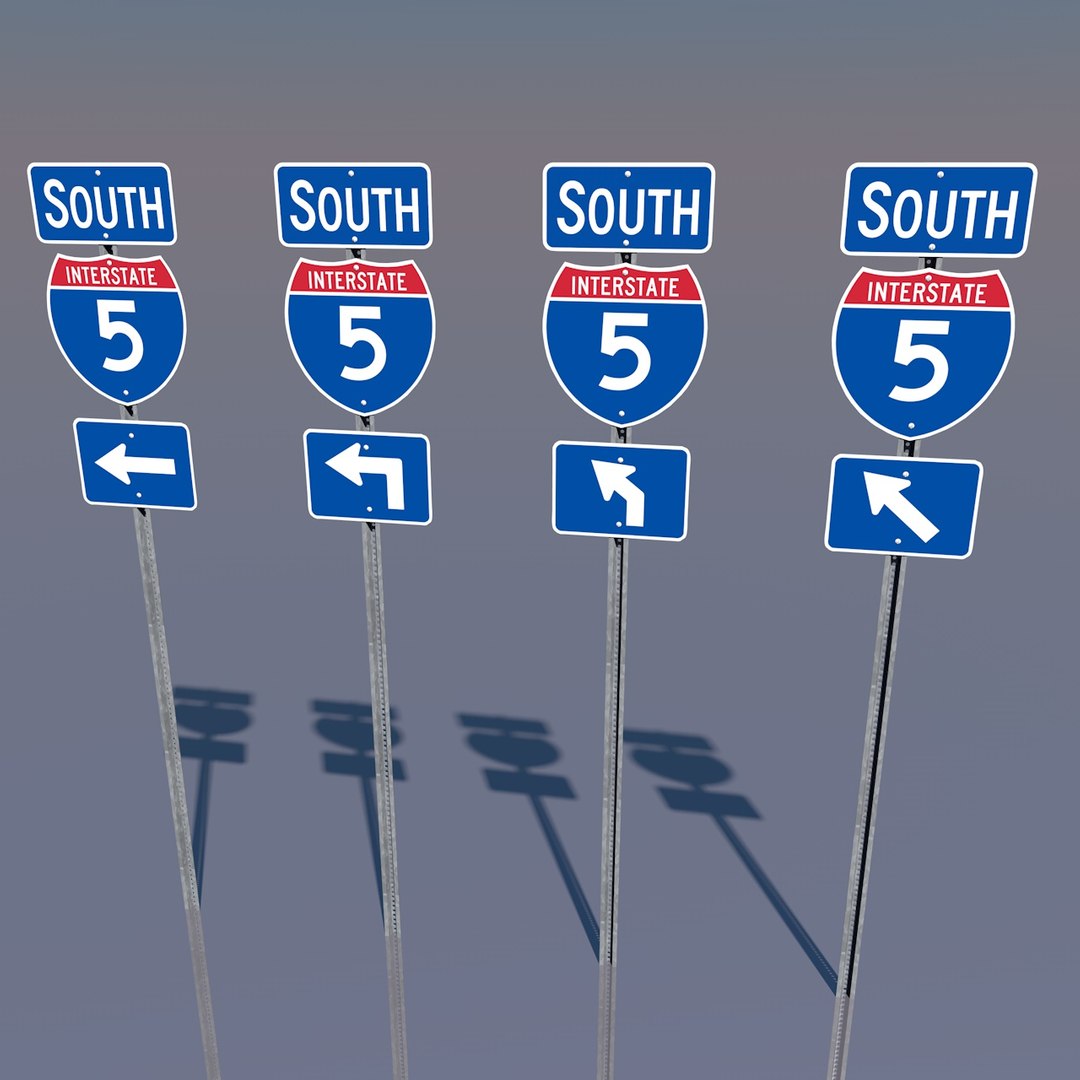 interstate 5 signs california 3d c4d
