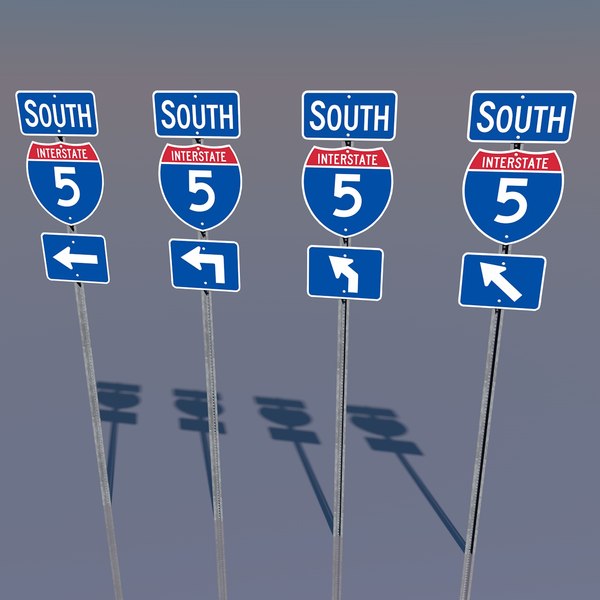 interstate 5 signs california 3d c4d