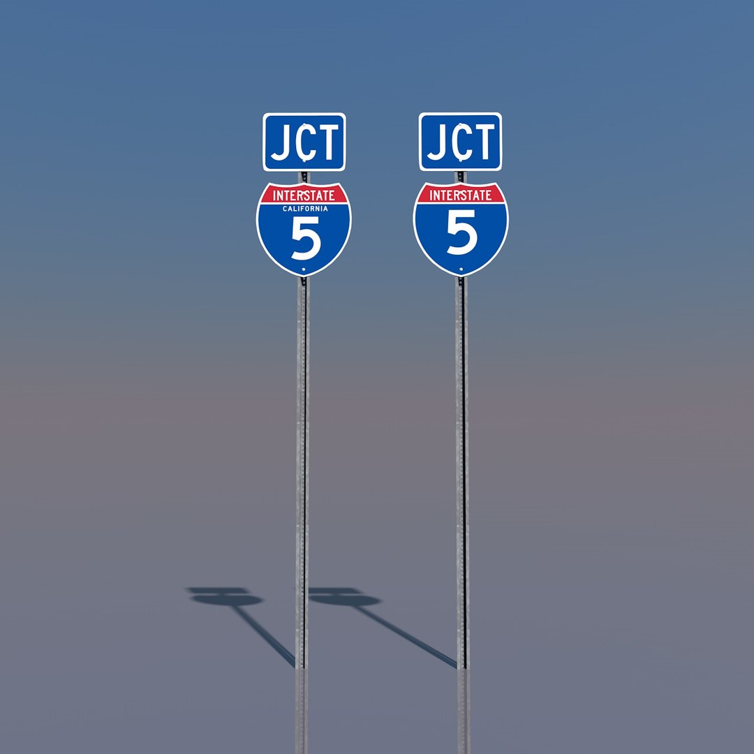 interstate 5 signs california 3d c4d