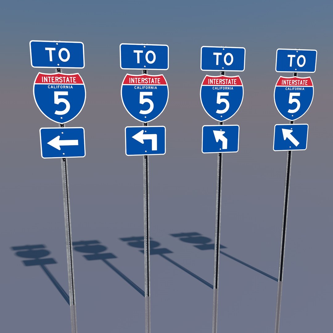 interstate 5 signs california 3d c4d
