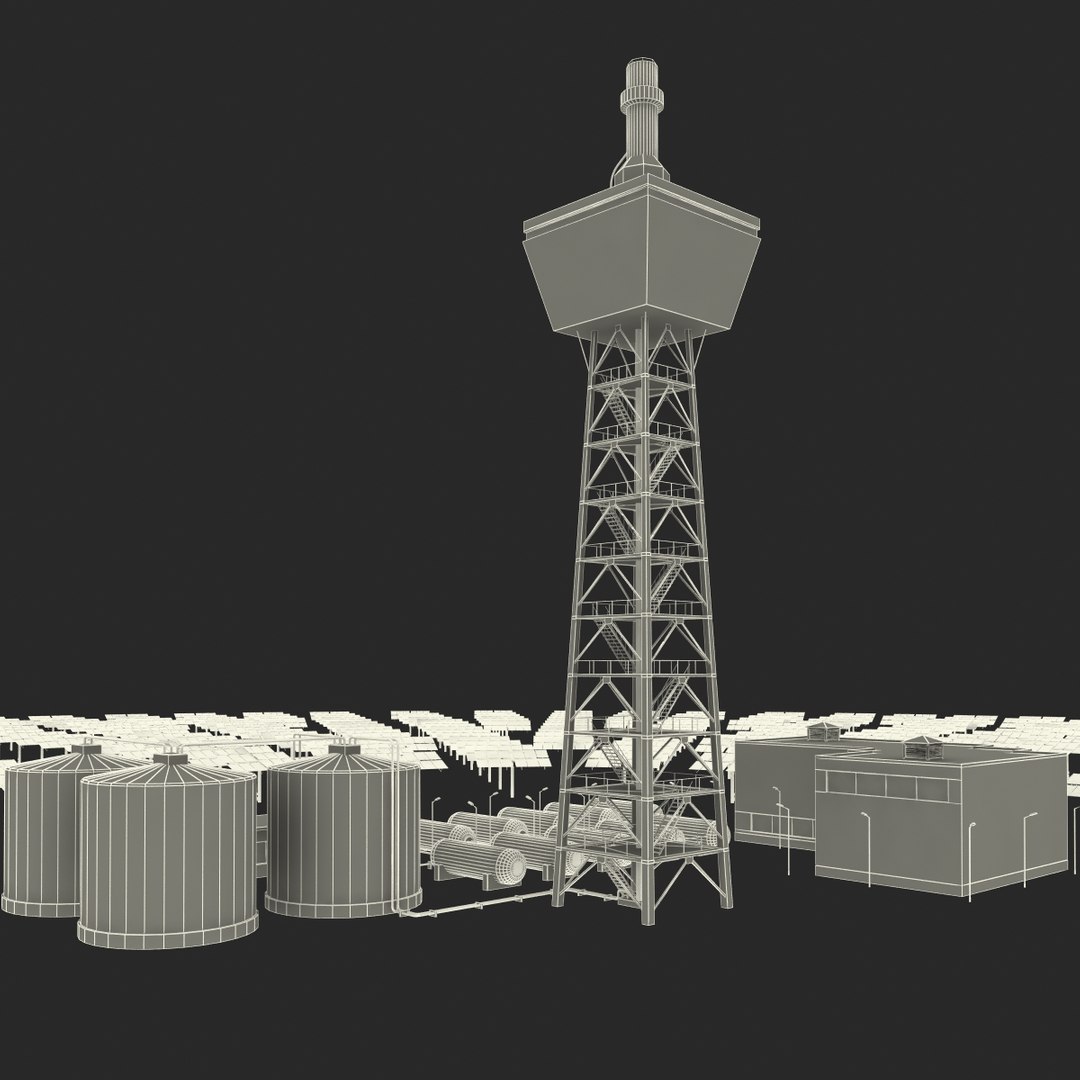 solar tower mojave desert 3d model