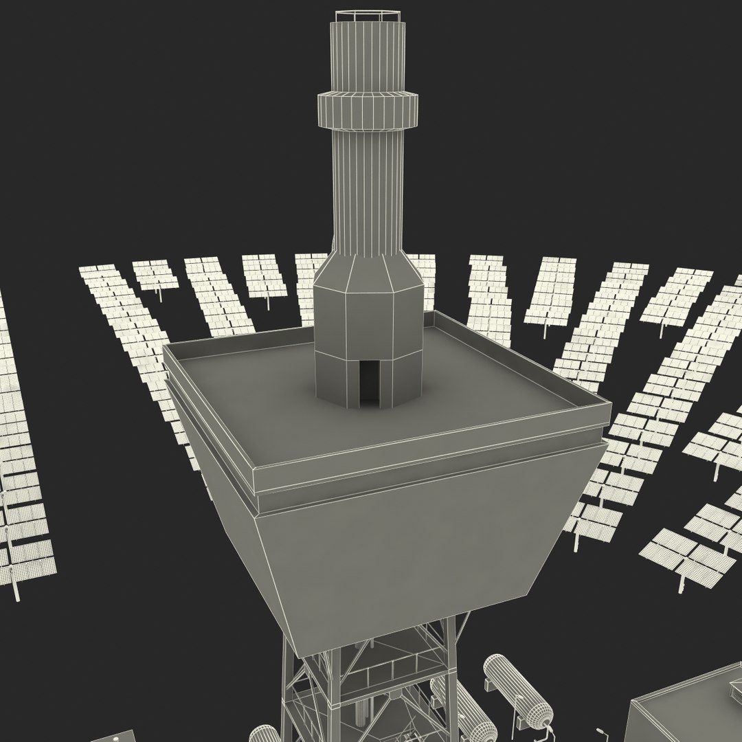 solar tower mojave desert 3d model