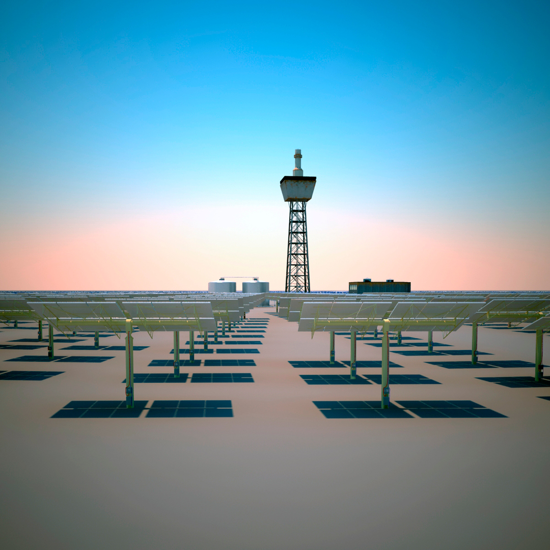 solar tower mojave desert 3d model