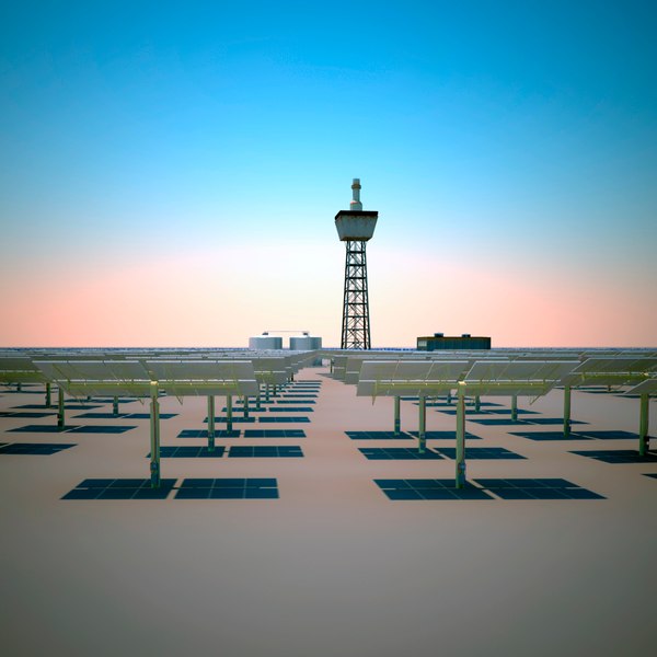 solar tower mojave desert 3d model
