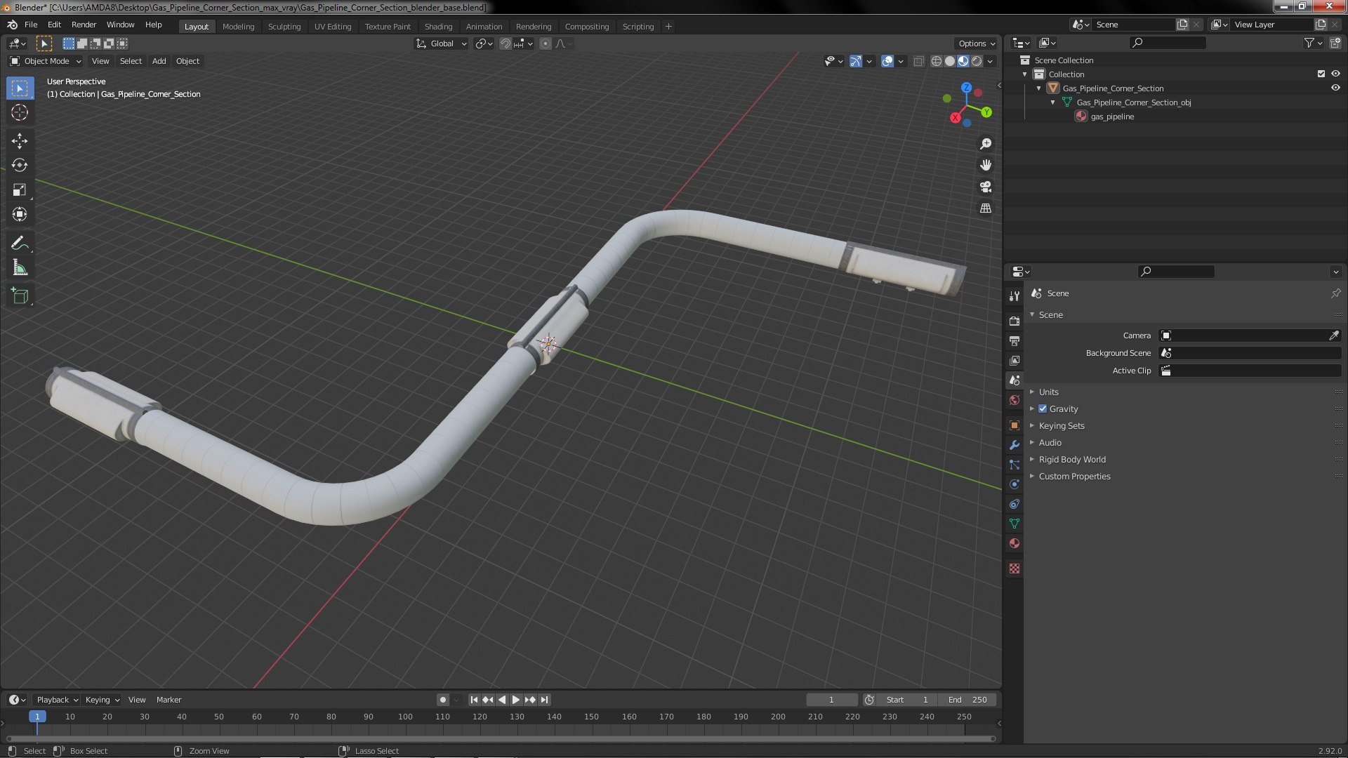 3D Gas Pipeline Corner Section - TurboSquid 1900301
