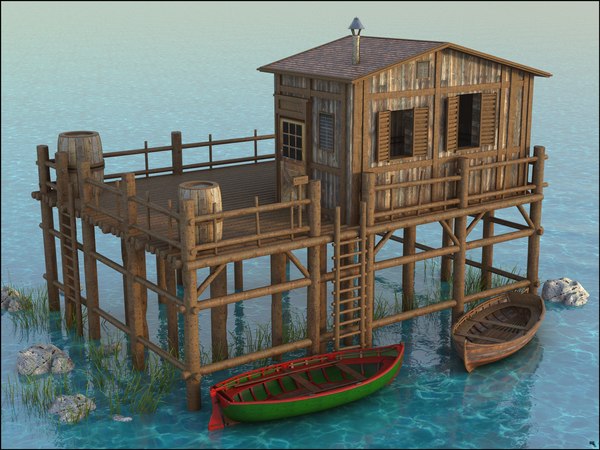 wooden raft 3d model