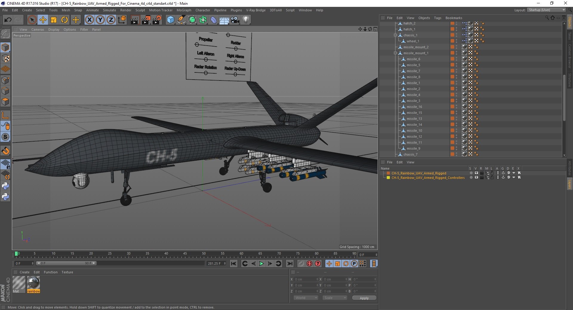 3D CH-5 Rainbow UAV Armed Rigged For Cinema 4D - TurboSquid 2052086