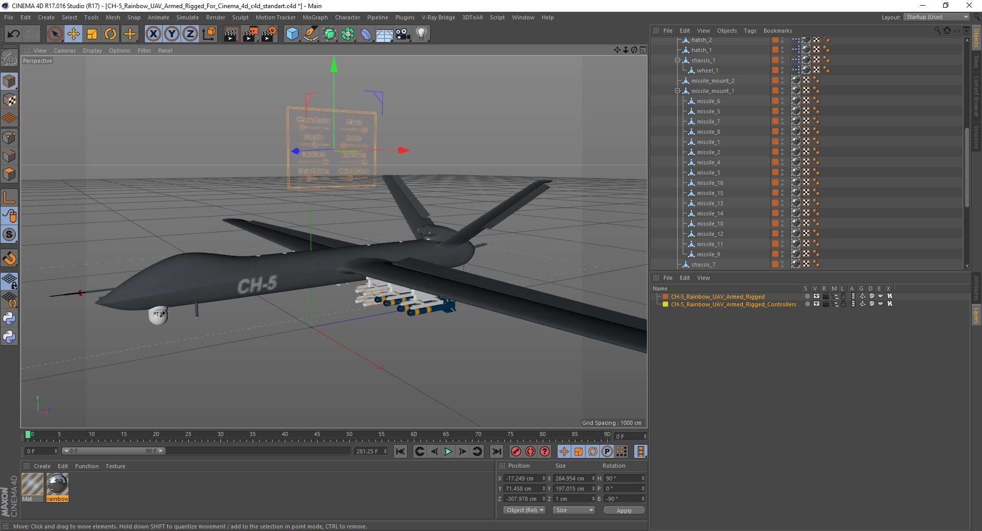 3D CH-5 Rainbow UAV Armed Rigged For Cinema 4D - TurboSquid 2052086