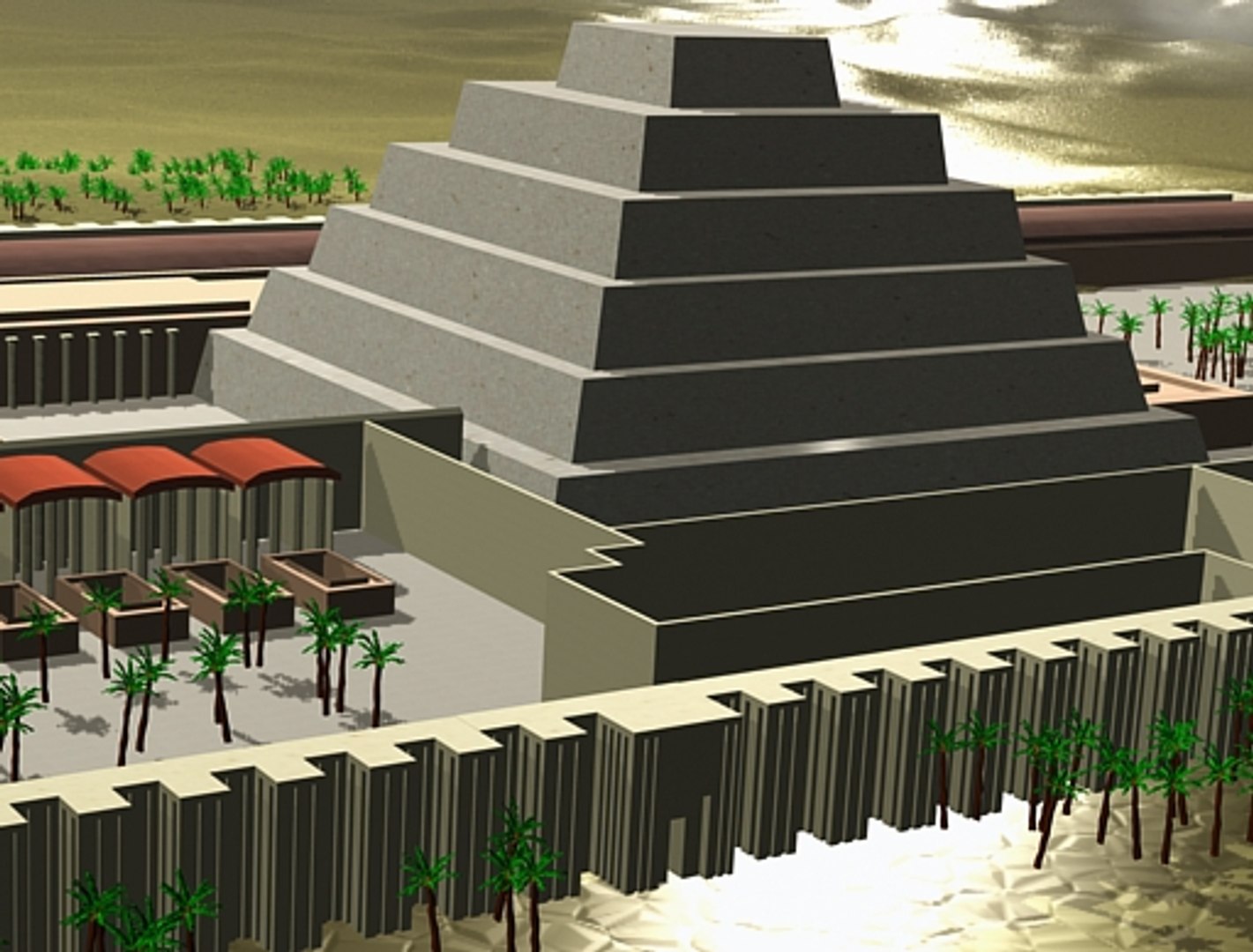 3d imhotep sakkara pyramid complex model