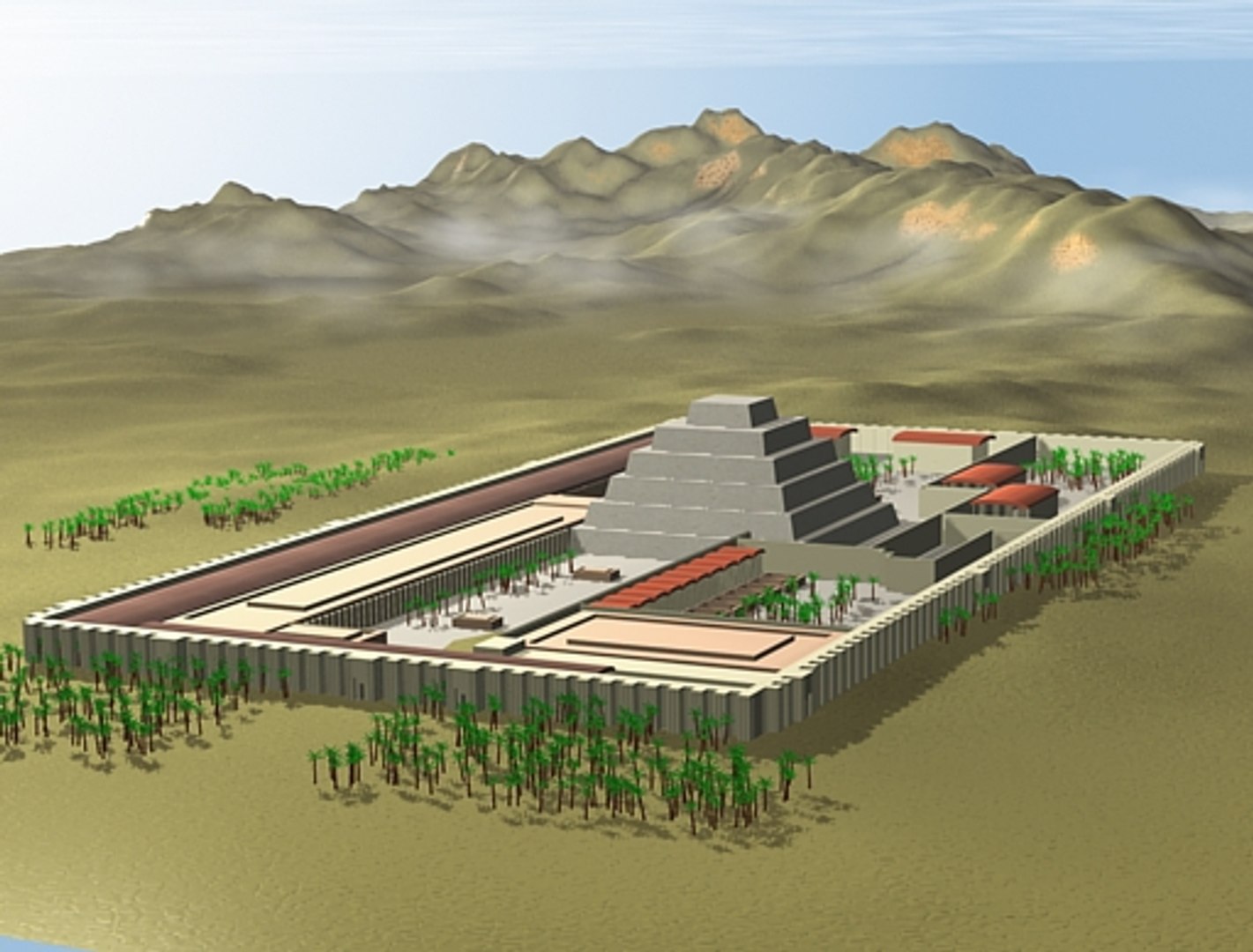 3d imhotep sakkara pyramid complex model