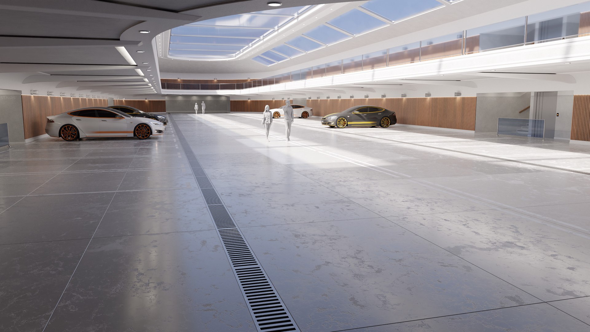 Modern Luxury Car Park Garage Hall - Hipoly 3D Model 3D model ...