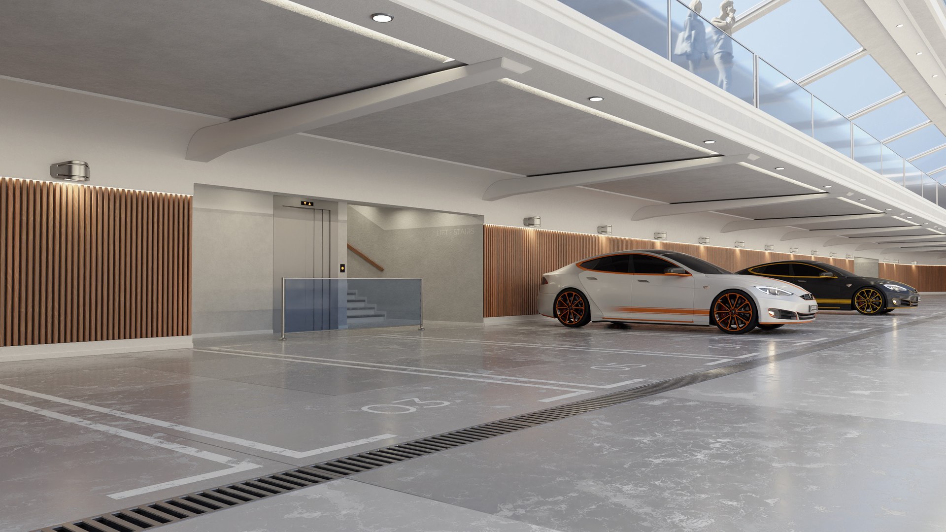 Modern Luxury Car Park Garage Hall - Hipoly 3D Model 3D model ...
