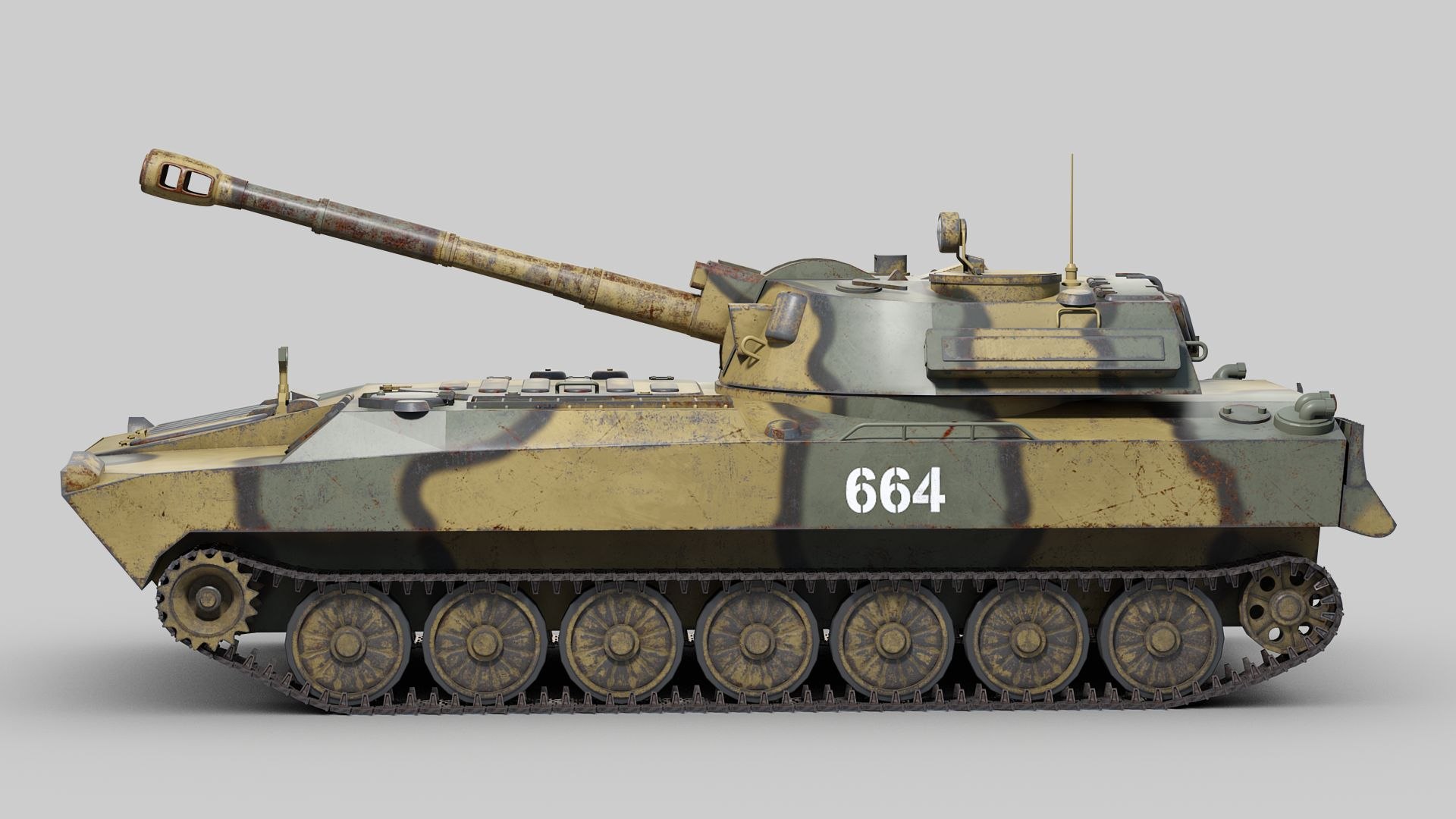 3D model 2S1 Gvozdika Camo Scheme - TurboSquid 2019973