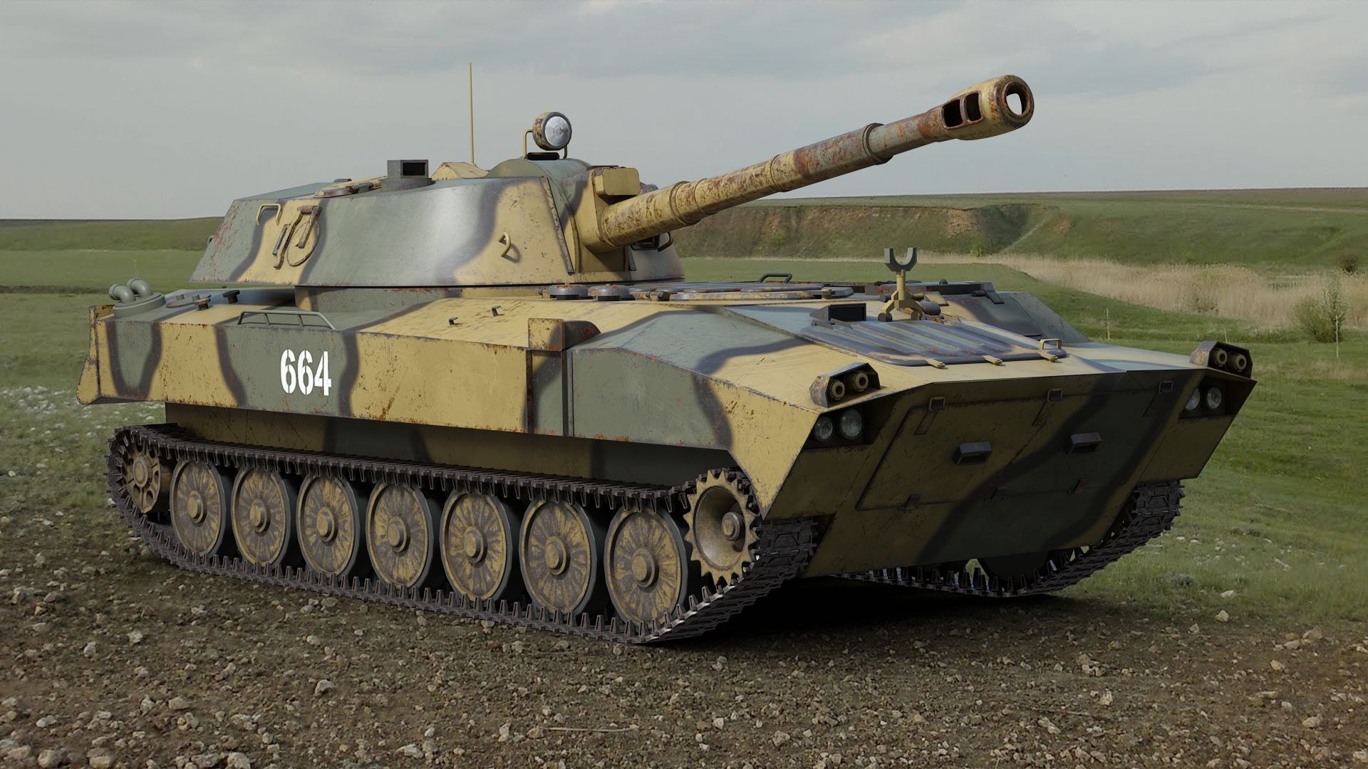 3D model 2S1 Gvozdika Camo Scheme - TurboSquid 2019973