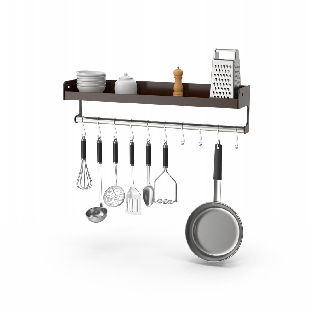 Kitchen Rack Set 3D Model - TurboSquid 1918033