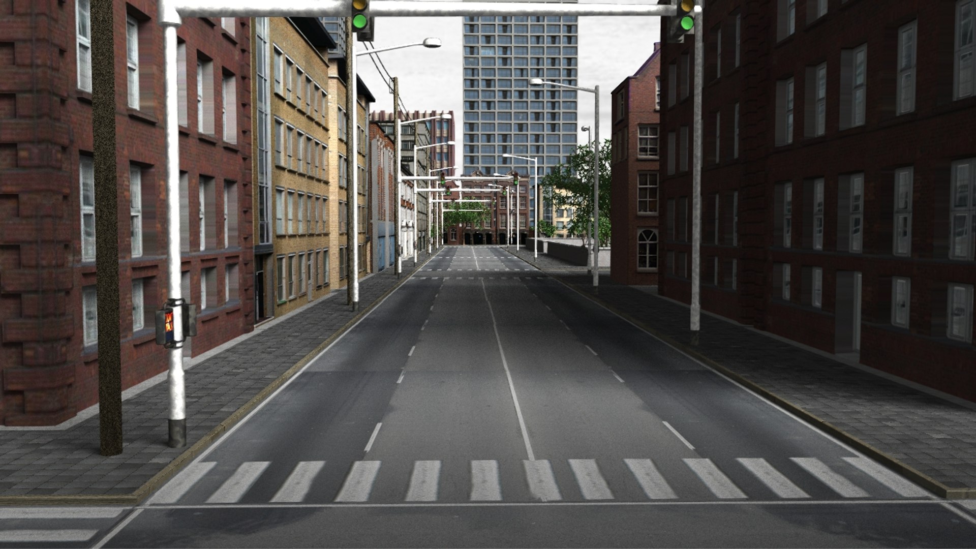 3d town city area scene