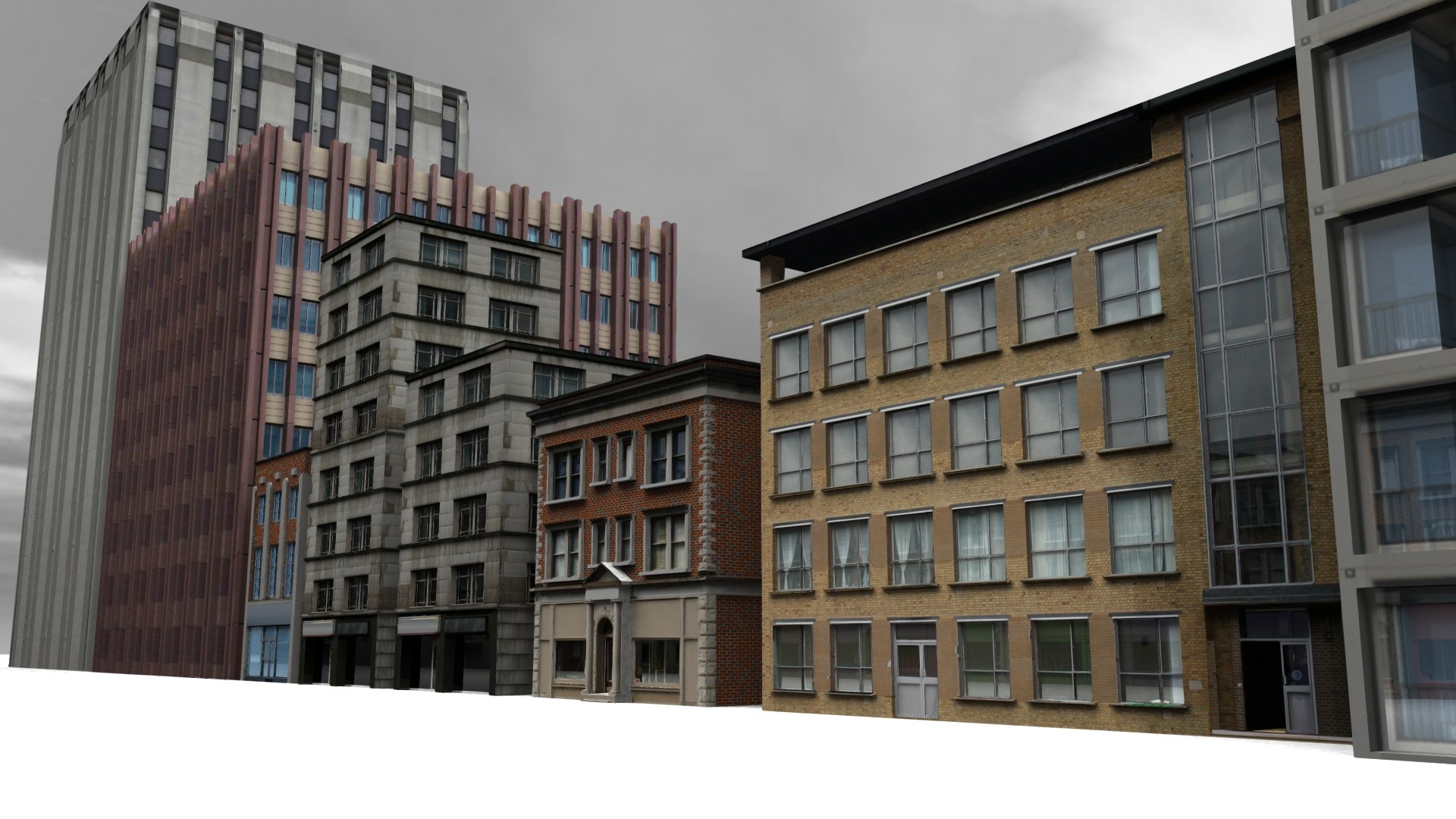 3d town city area scene