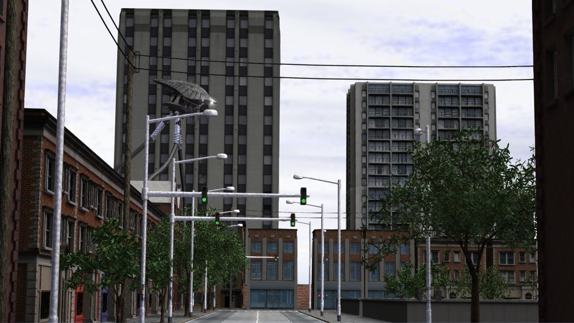 3d town city area scene