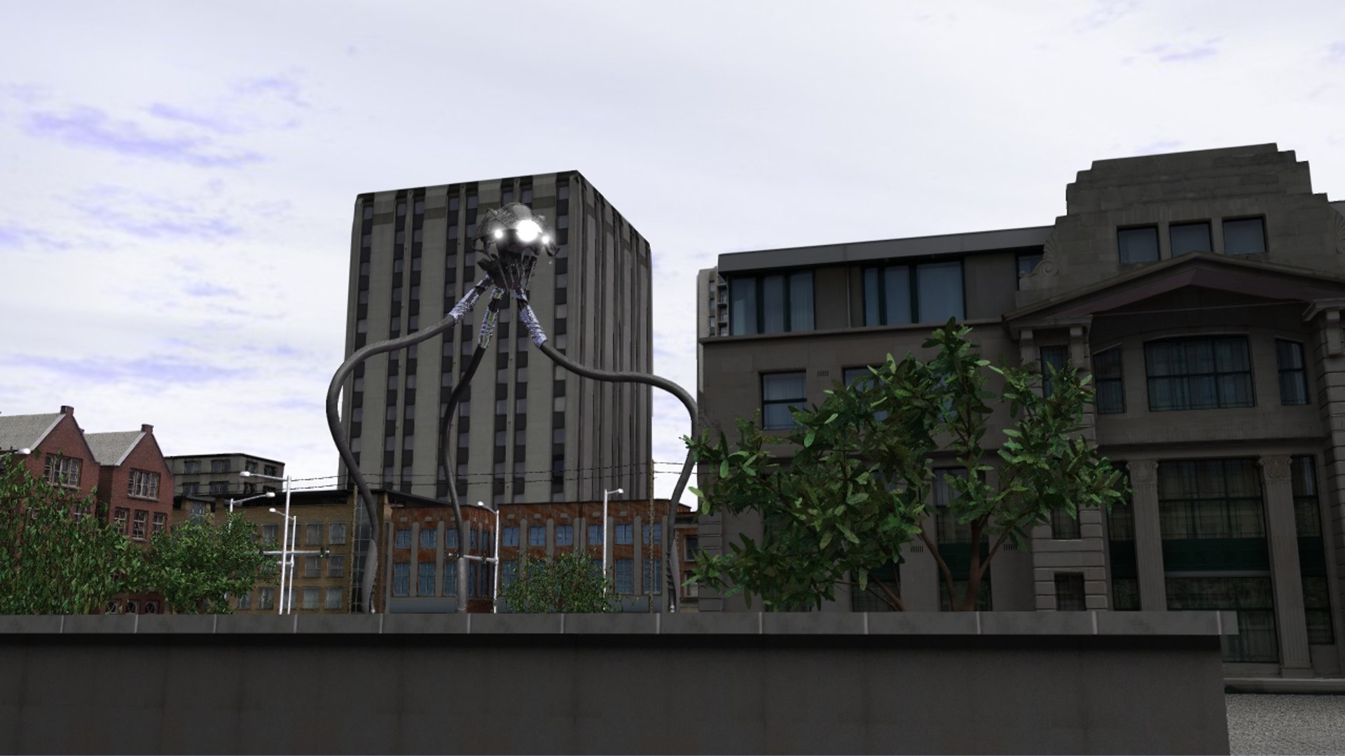 3d town city area scene