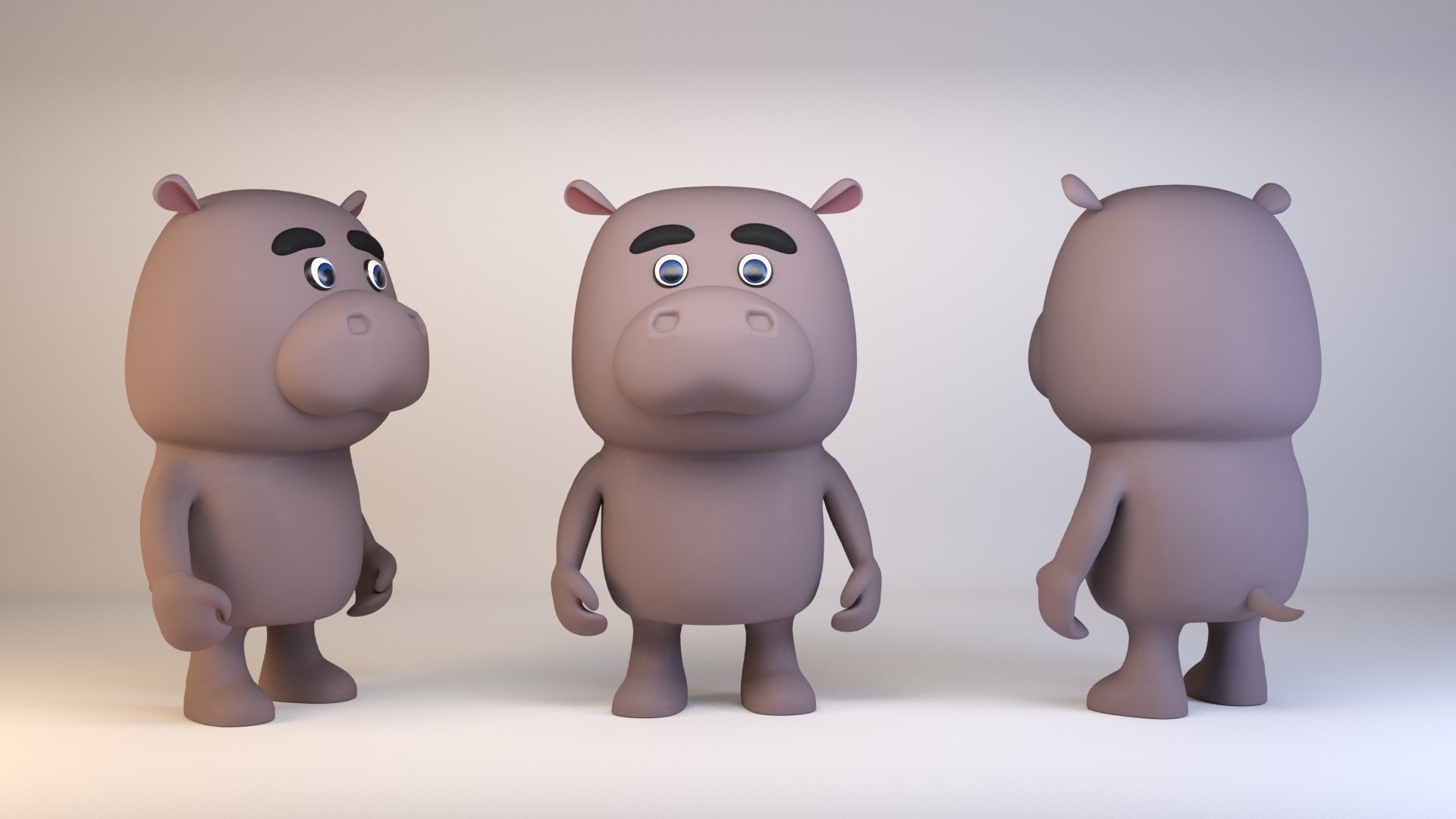 Cartoonish Humanoid Hippopotamus Character Low-poly 3D Model 3D Model ...