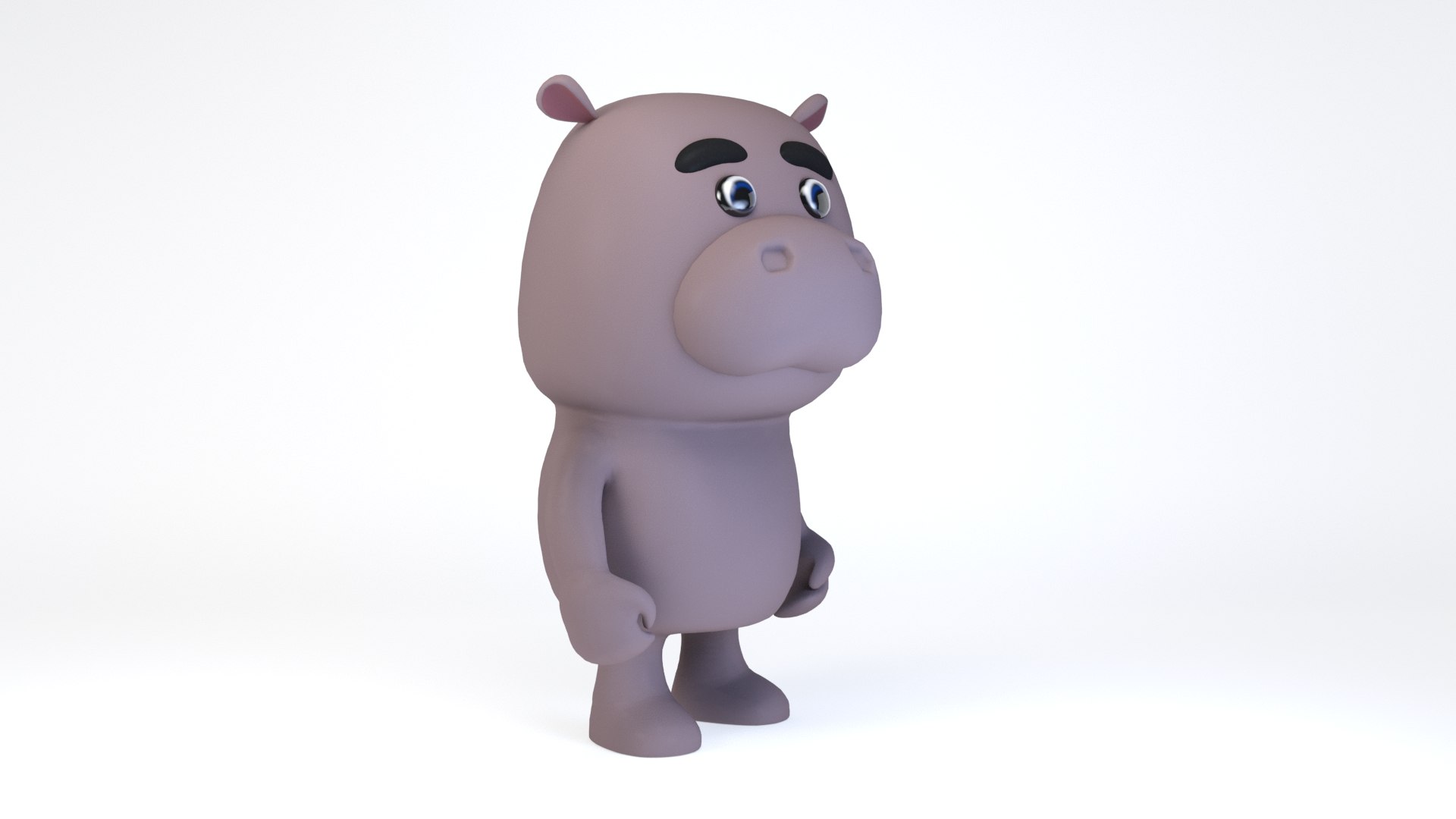 Cartoonish Humanoid Hippopotamus Character Low-poly 3D Model 3D Model ...