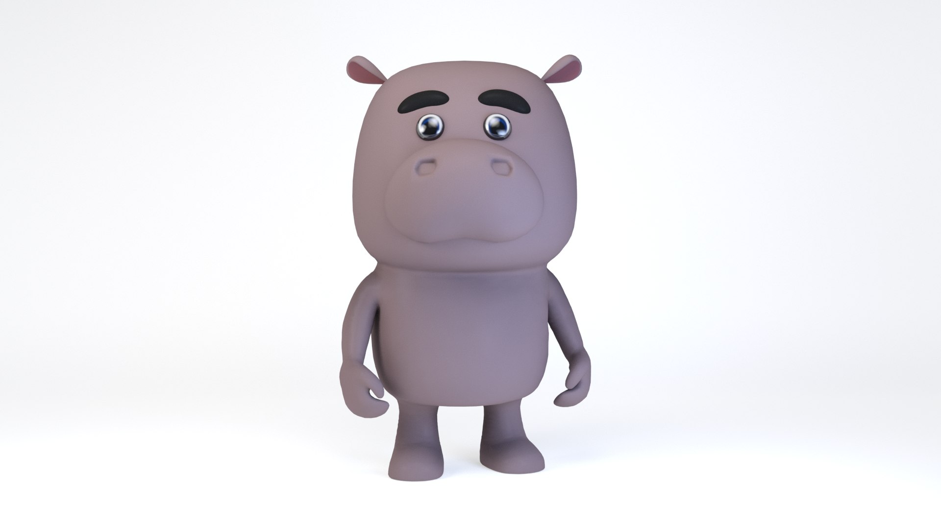 Cartoonish Humanoid Hippopotamus Character Low-poly 3D Model 3D Model ...