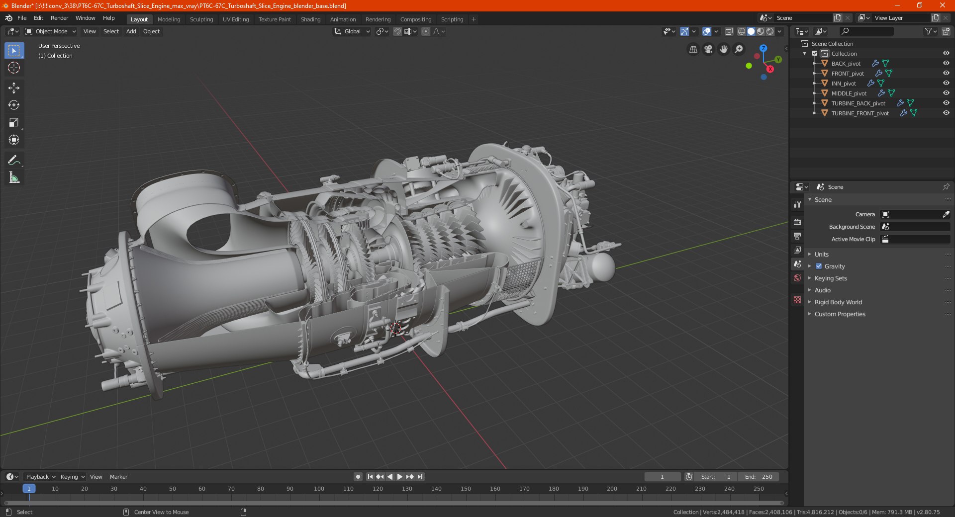 3D pt6c-67c turboshaft slice engine - TurboSquid 1612650