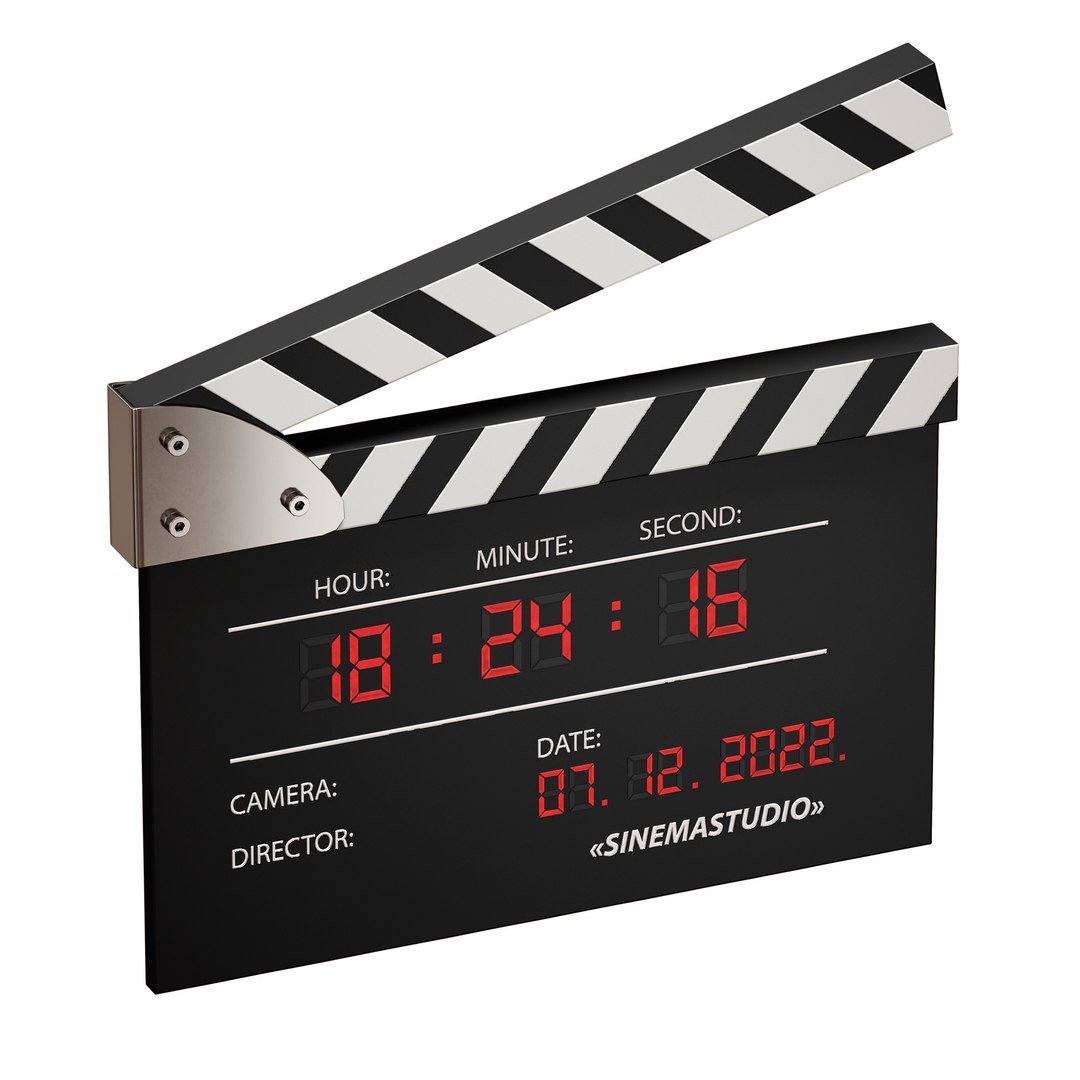 3D Clock Movie Clapperboard Numerator Model - TurboSquid 1998093