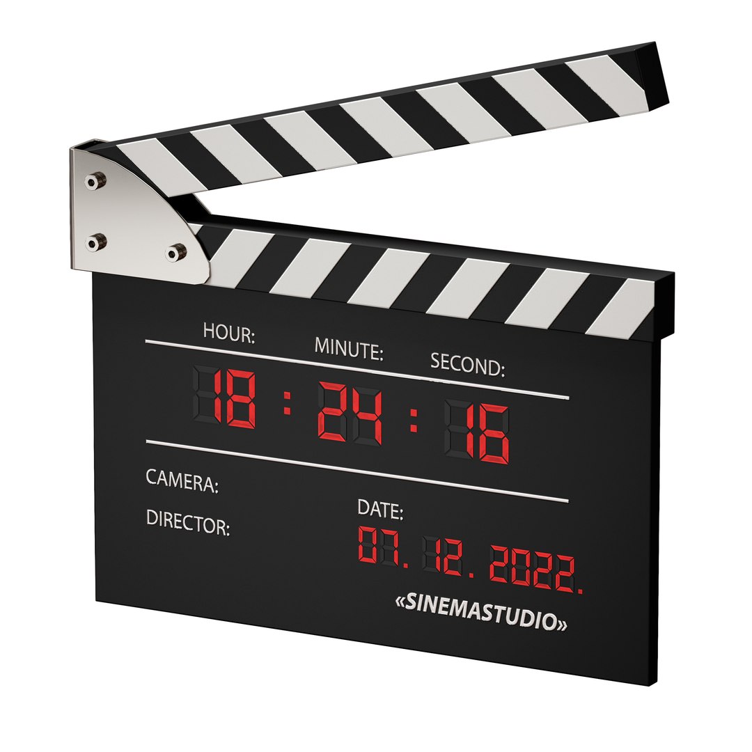 3D Clock Movie Clapperboard Numerator Model - TurboSquid 1998093