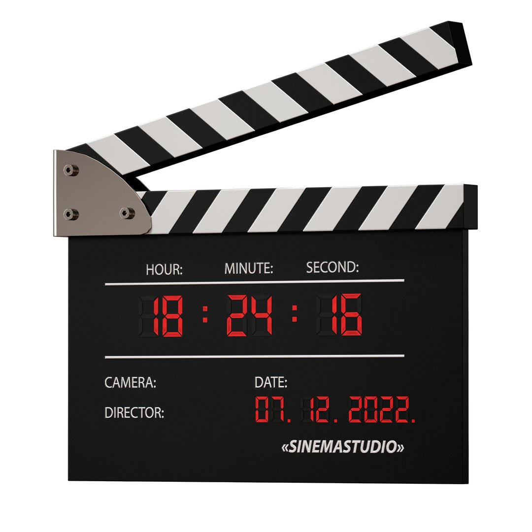 3D Clock Movie Clapperboard Numerator Model - TurboSquid 1998093