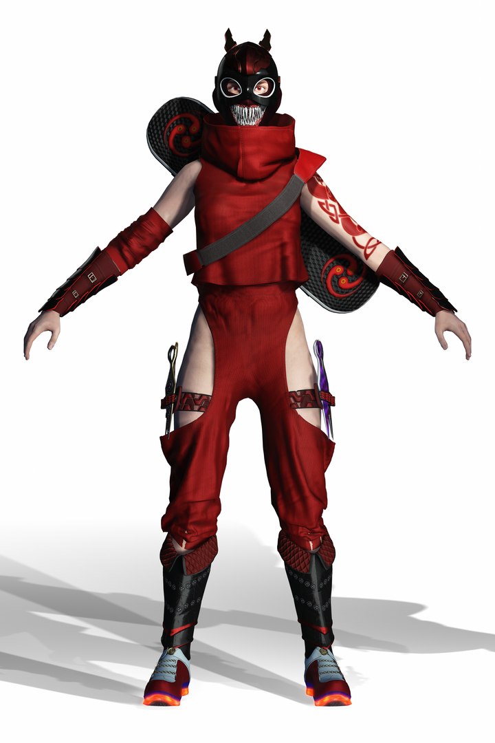3D Kuro Oni Stylized SciFi Ninja Assassin GameReady Character Model - TurboSquid 2398366
