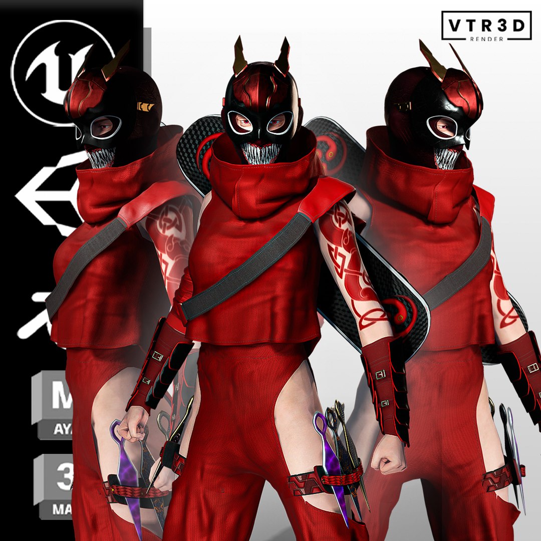 3D Kuro Oni Stylized SciFi Ninja Assassin GameReady Character Model - TurboSquid 2398366