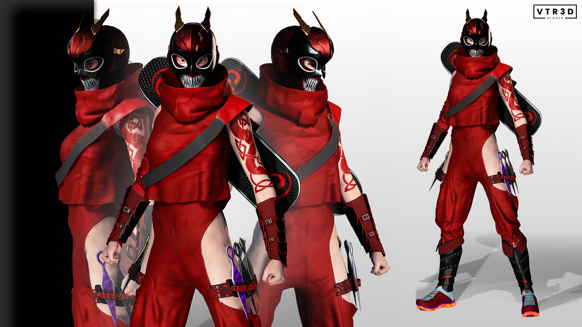 3D Kuro Oni Stylized SciFi Ninja Assassin GameReady Character Model - TurboSquid 2398366