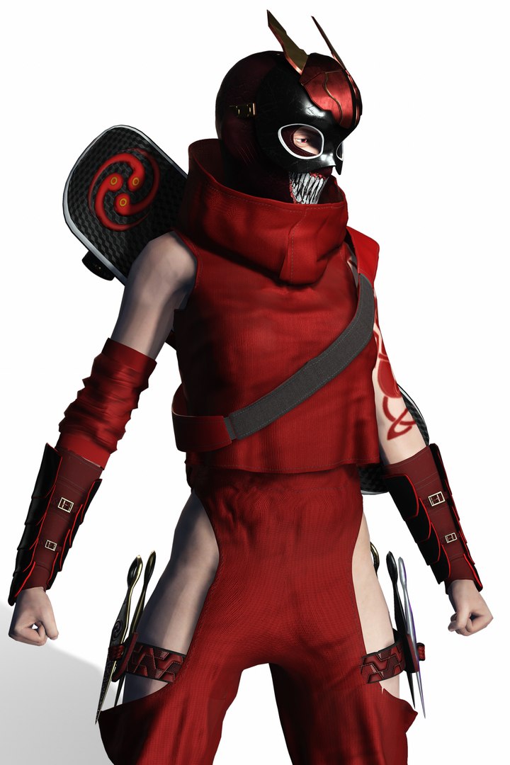 3D Kuro Oni Stylized SciFi Ninja Assassin GameReady Character Model ...