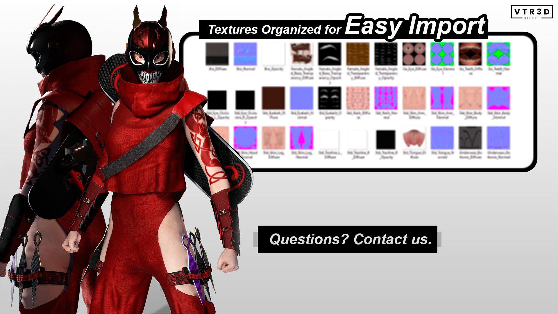 3D Kuro Oni Stylized SciFi Ninja Assassin GameReady Character Model - TurboSquid 2398366