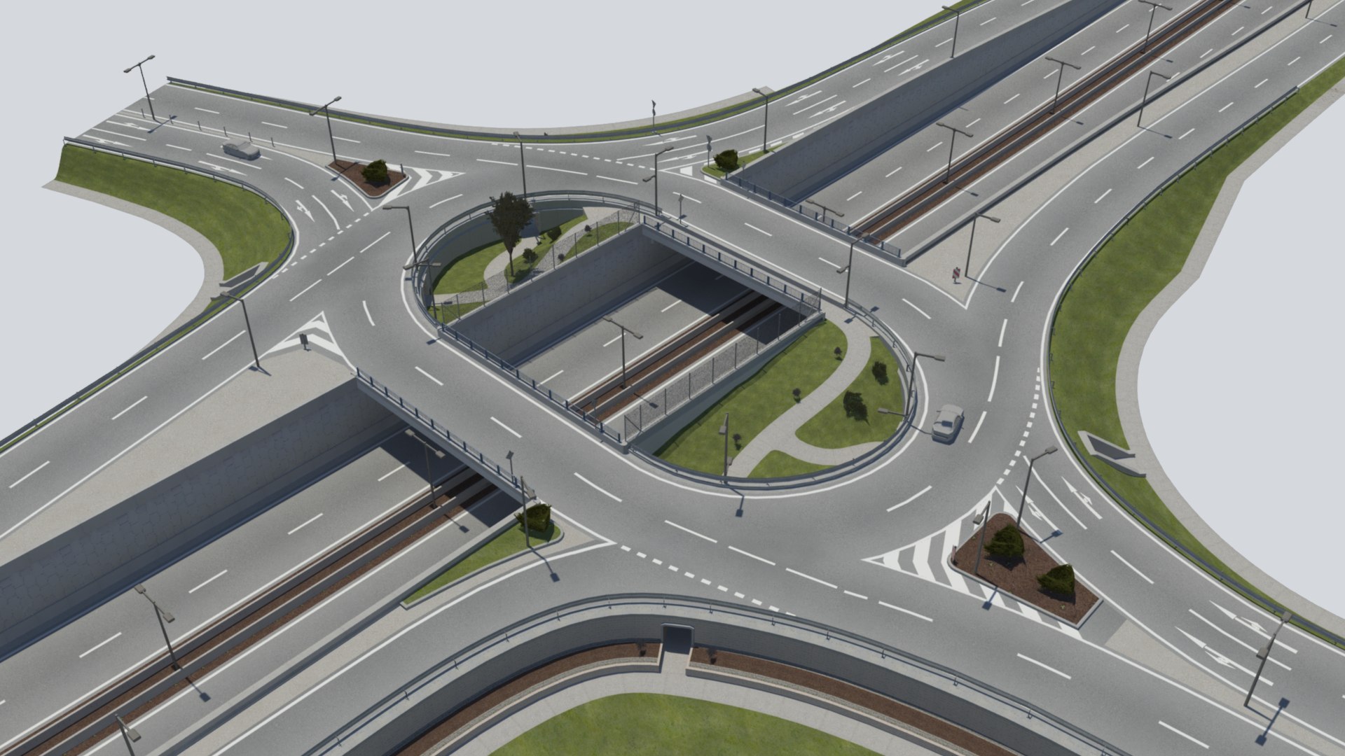 roundabout bridge street signs 3d model