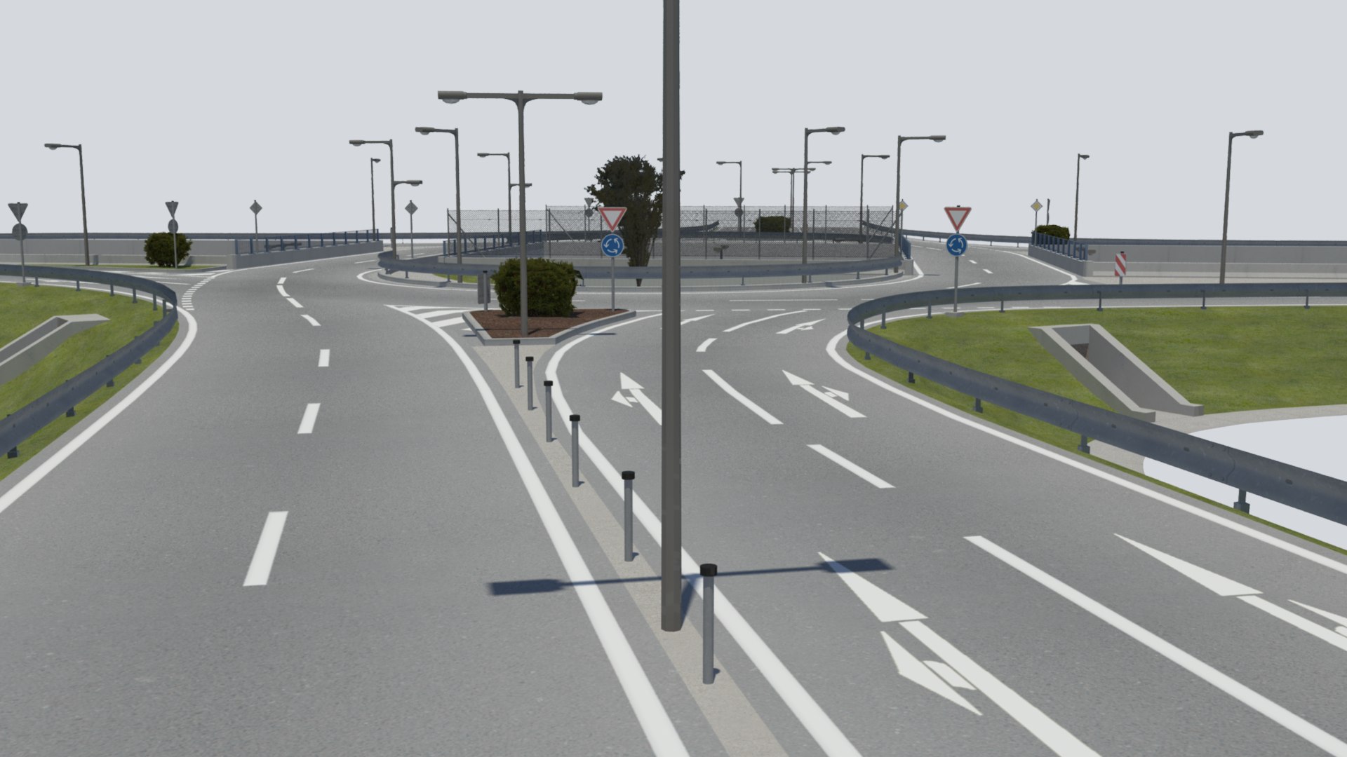 roundabout bridge street signs 3d model