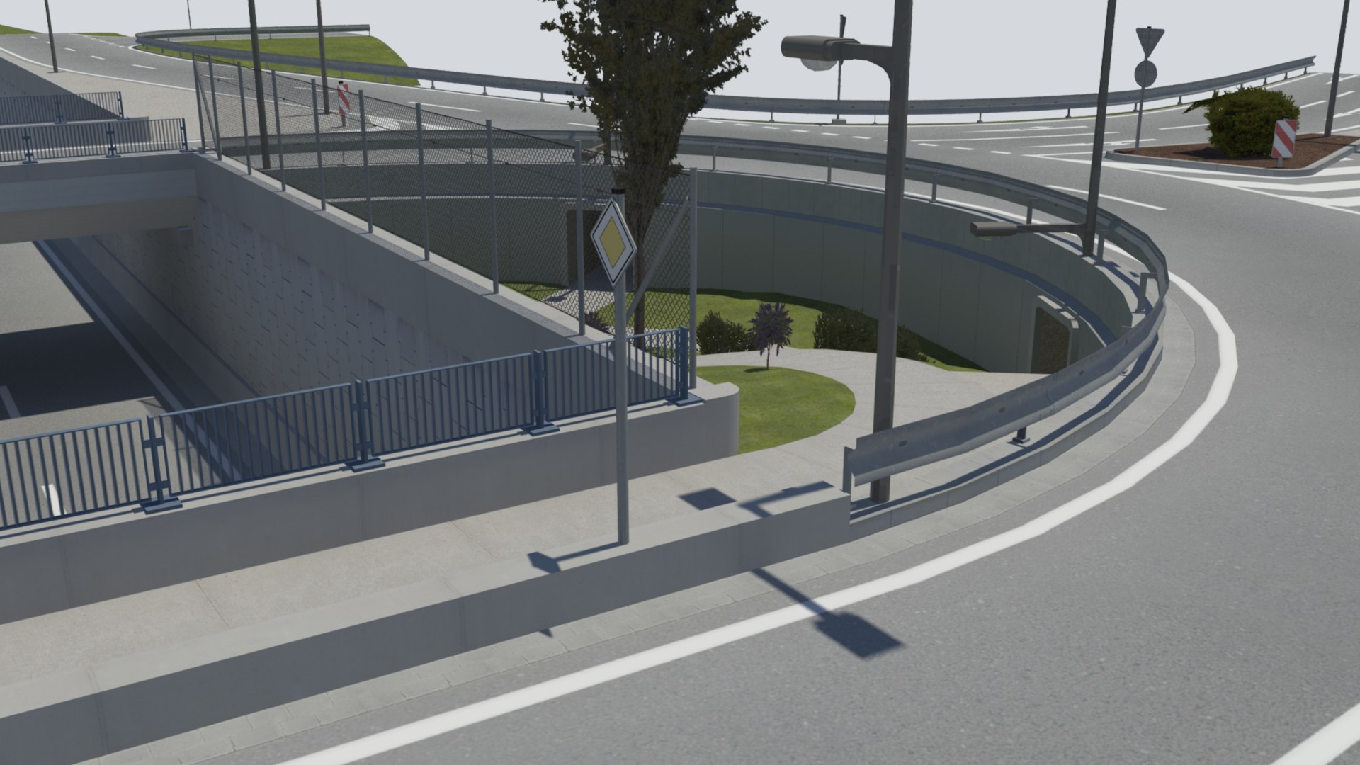 roundabout bridge street signs 3d model