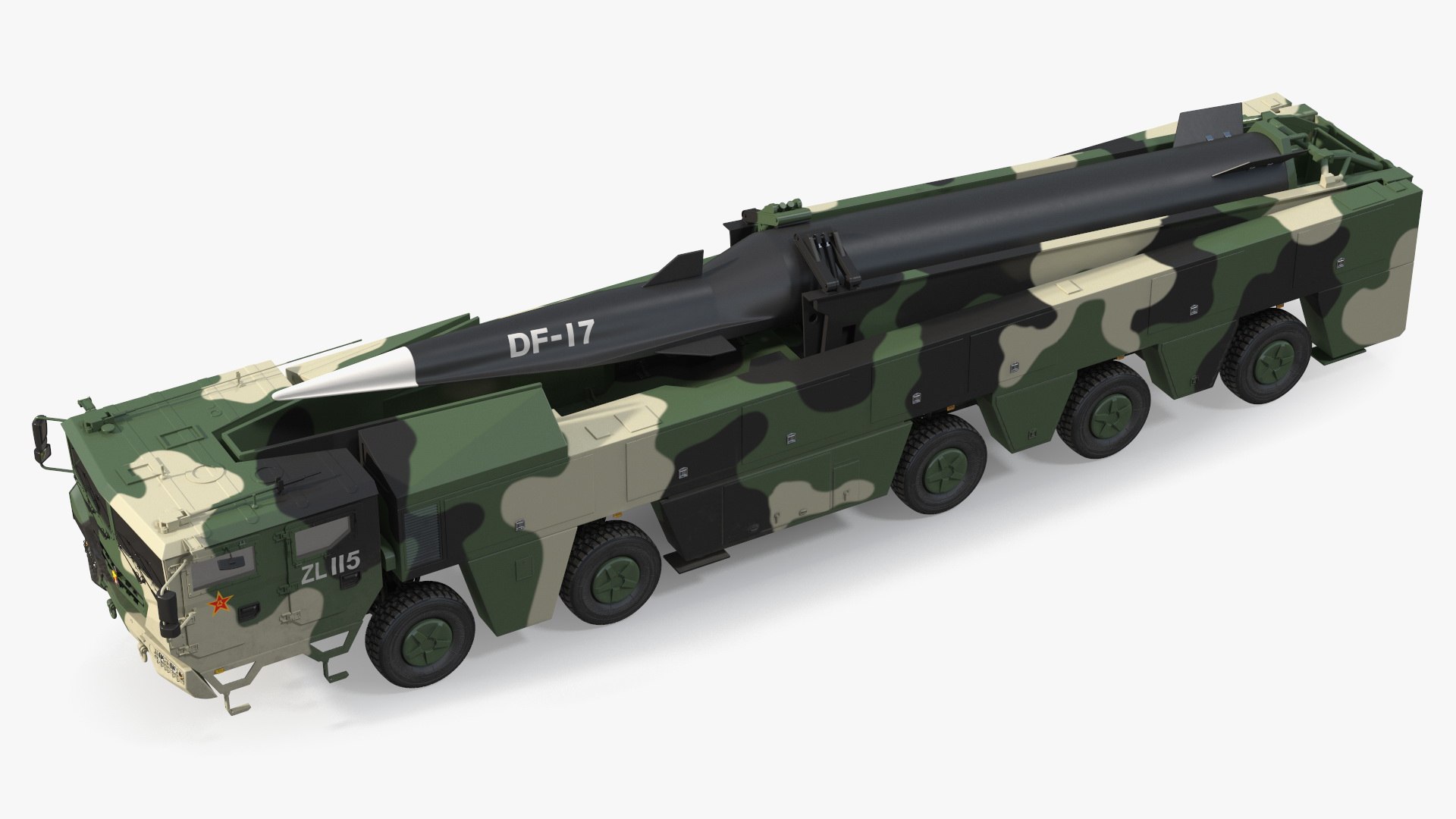 DF-17 Missile On Road Mobile Vehicle Rigged For Maya Model - TurboSquid 2101548