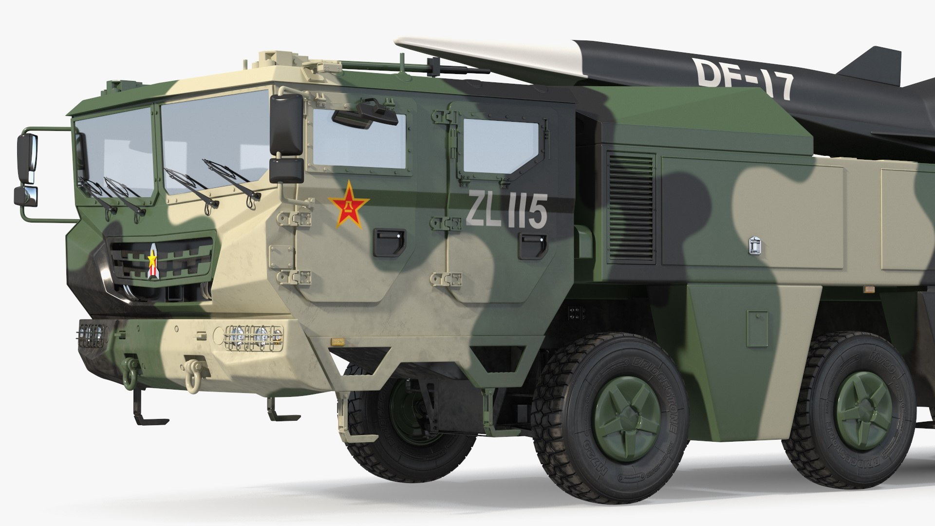 DF-17 Missile On Road Mobile Vehicle Rigged For Maya Model - TurboSquid 2101548