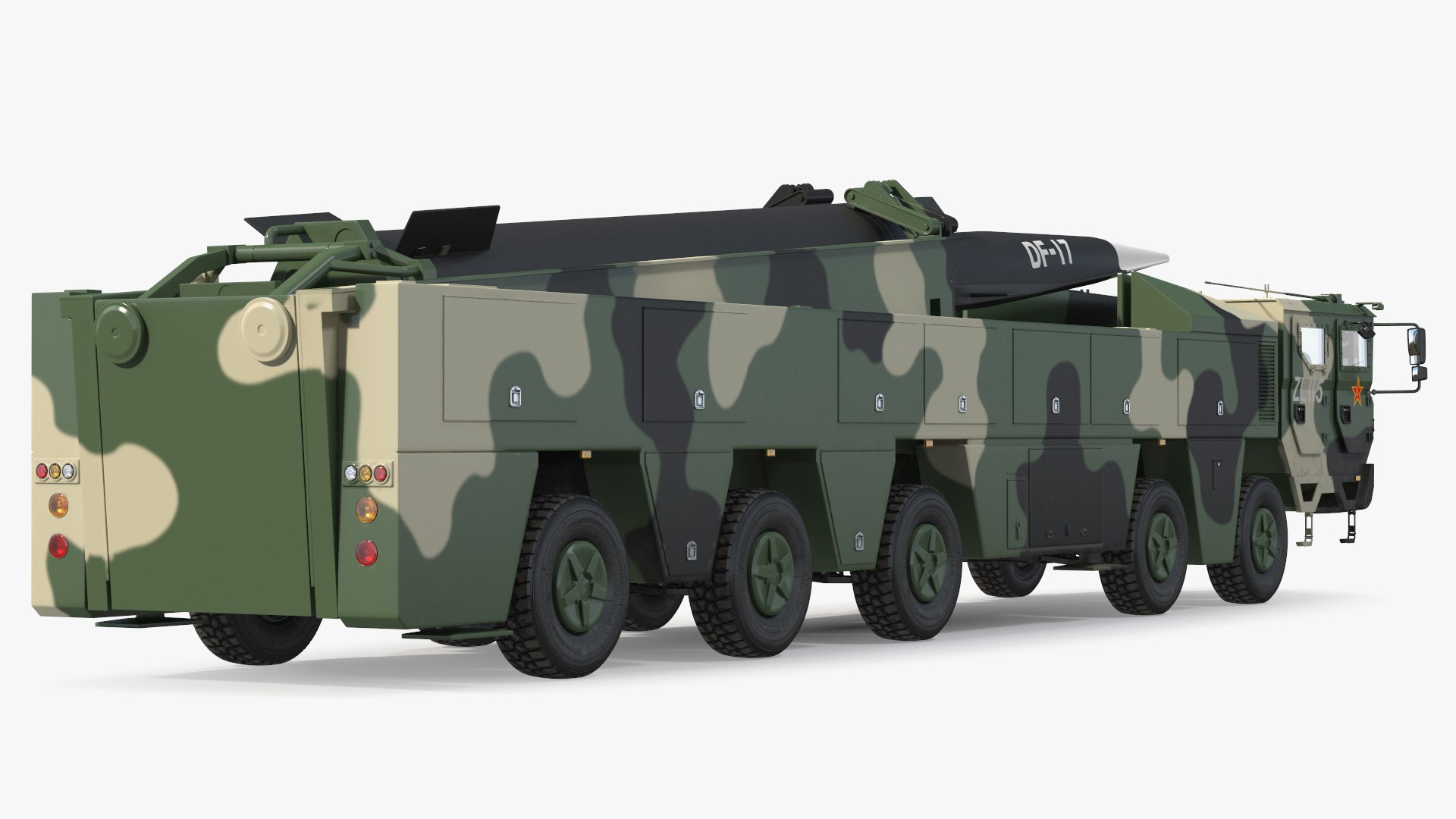 DF-17 Missile On Road Mobile Vehicle Rigged For Maya Model - TurboSquid ...