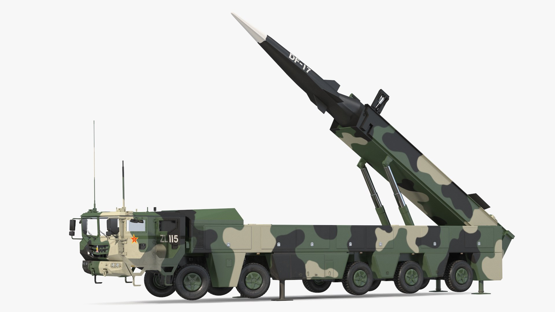 DF-17 Missile on Road Mobile Vehicle Rigged for Maya model - TurboSquid ...