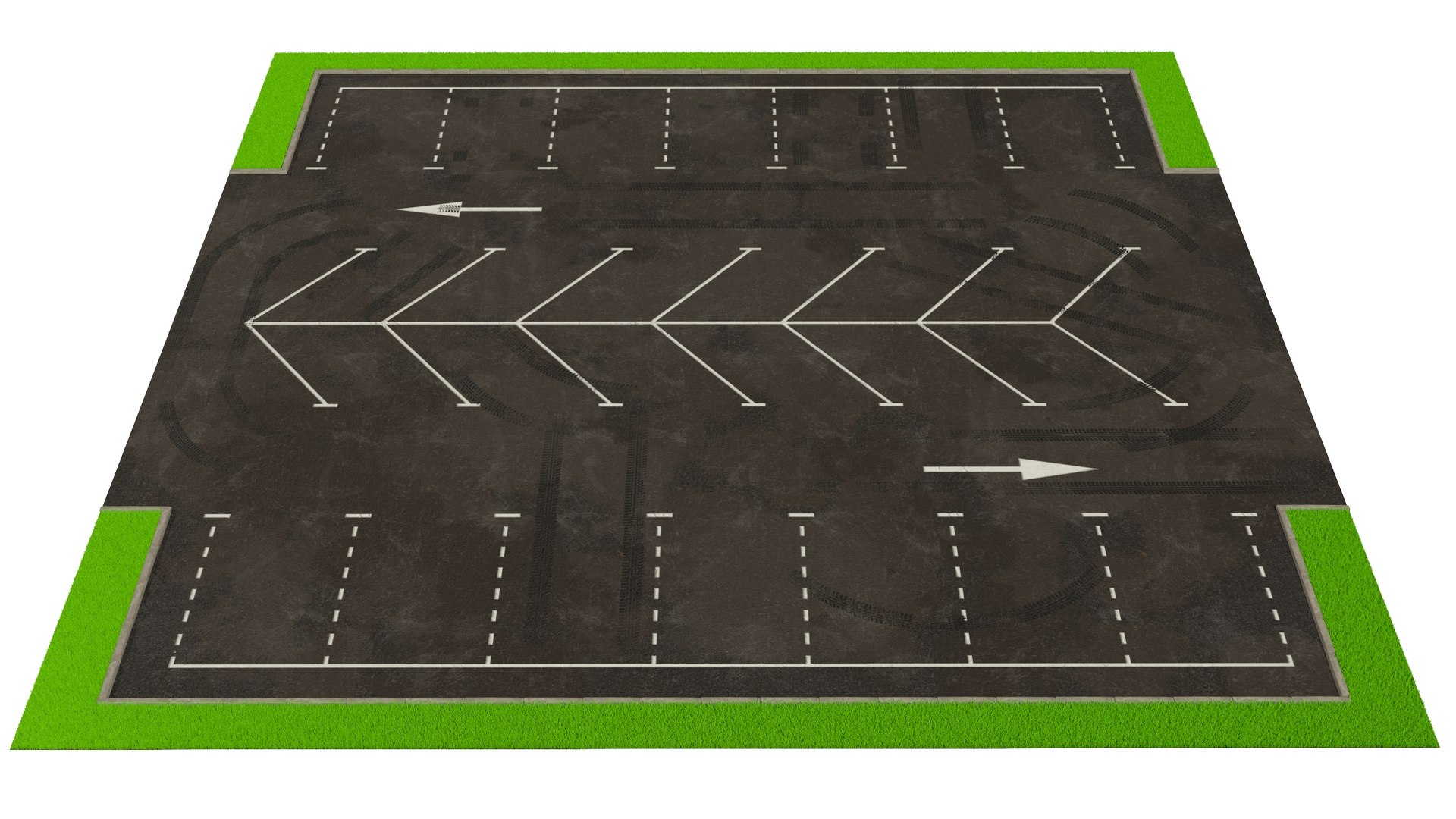 3D Empty Street Parking 26 Lots Old Fur Model - TurboSquid 2250643